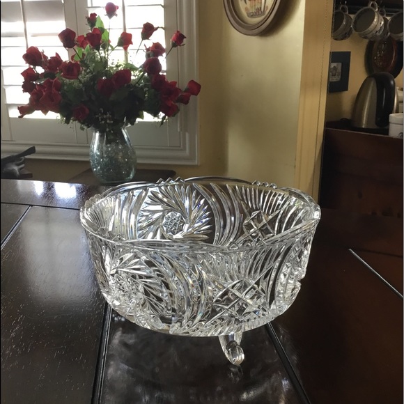 Vintage | Dining | Vintage Crystal Glass Cut Three Footed Bowl | Poshmark